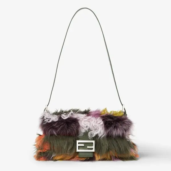 Fendi Baguette® 26424 Multicolor Inlaid Shearling Bag